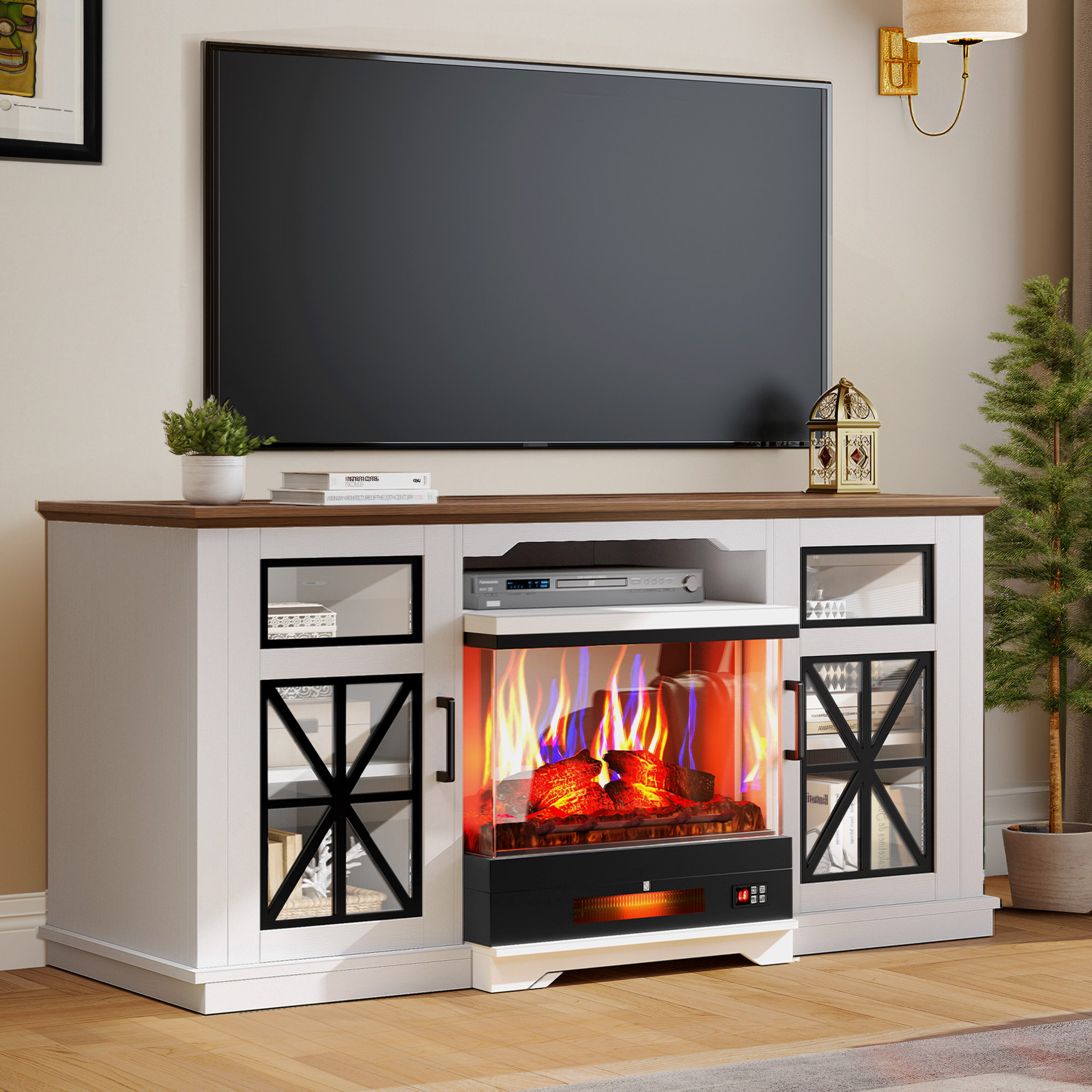 Red Barrel Studio® Ronise LED Fireplace TV Stand with Adjustable Shelf ...