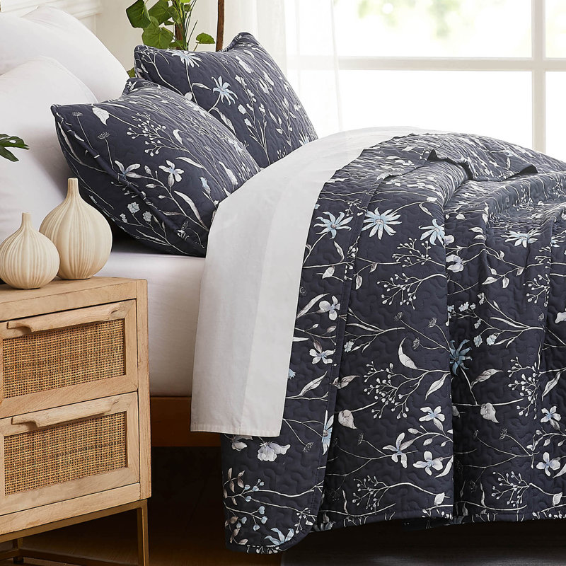 SouthShore Fine Linens Secret Meadow Microfiber Reversible Quilt Set ...