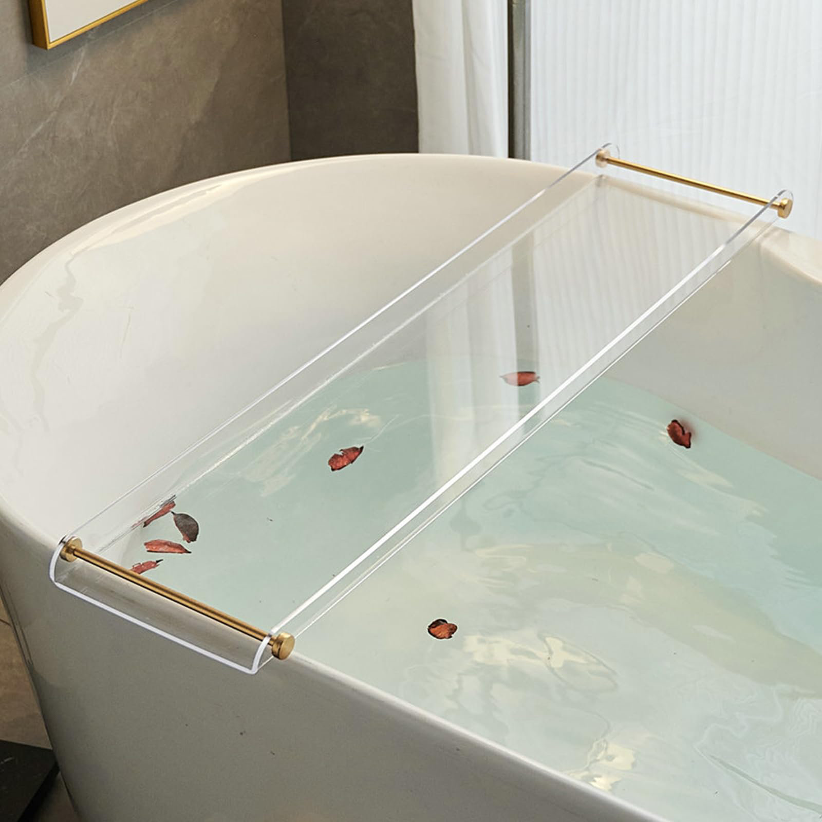 Hokku Designs Bathtub Tray, Bath Caddy Tub Table With Handle, (Clear ...