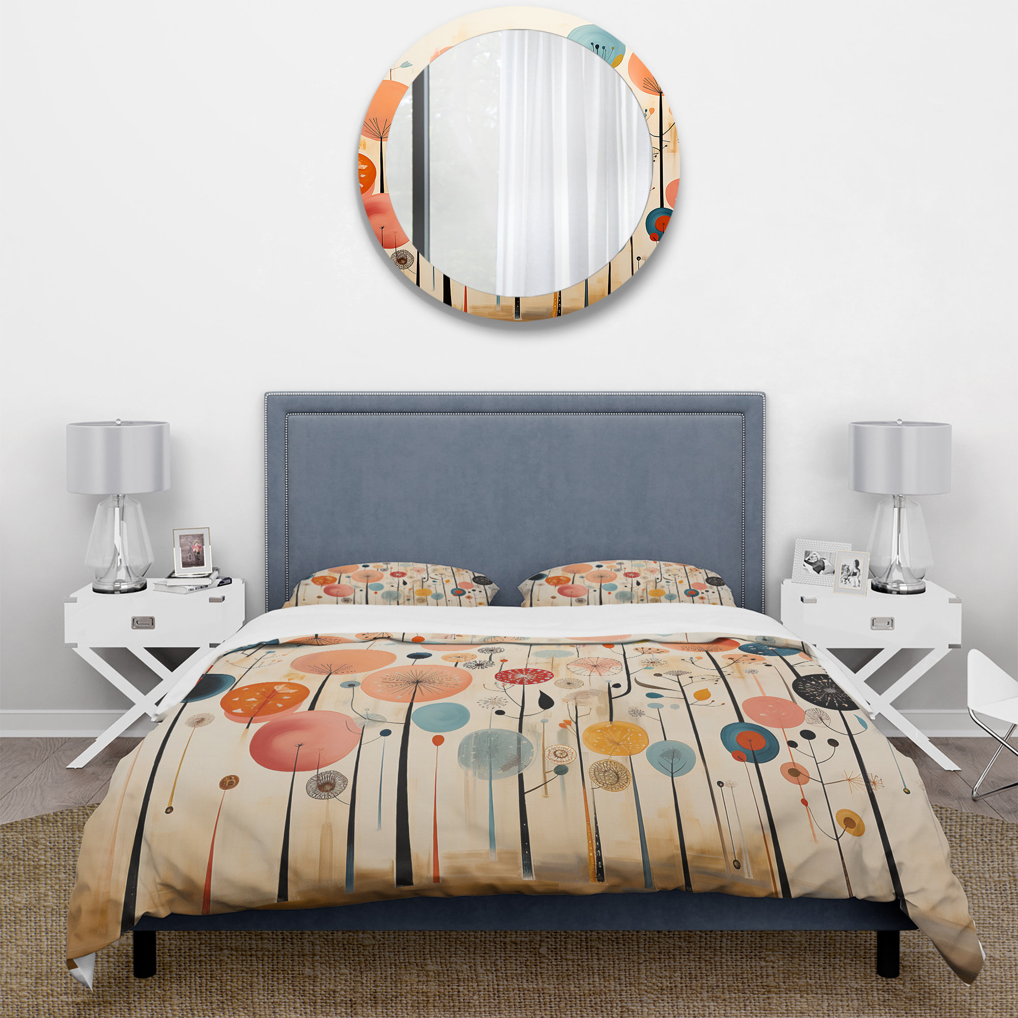 Design Art Colorful Mid Century Whimsical Wallpapers - Abstract Duvet ...