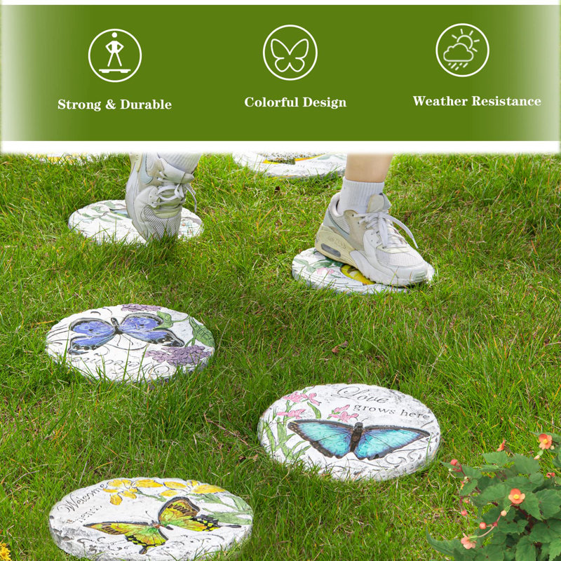 Arlmont & Co. 3PC Pretty Garden Stepping Stones, 9.8" | Wayfair
