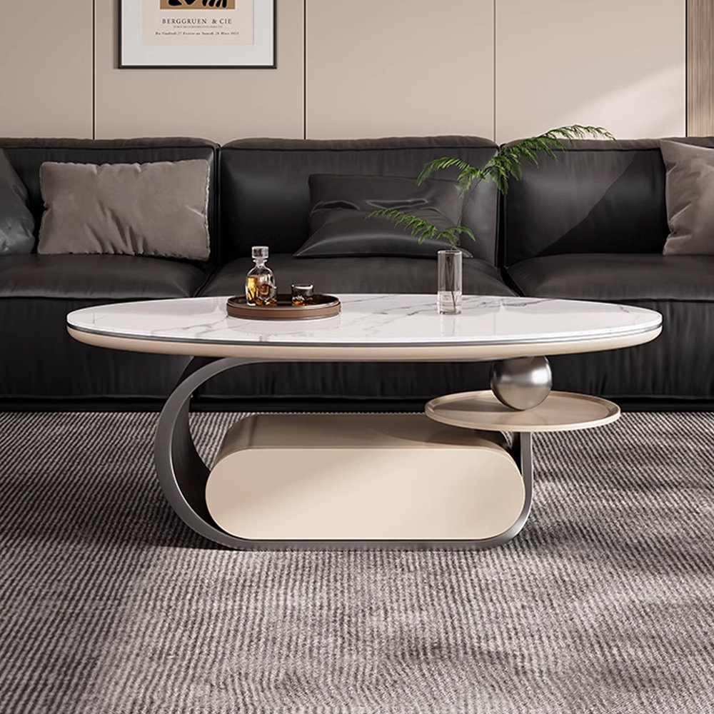 Orren Ellis Luxury Minimalist Granite Slab Coffee Table | Wayfair
