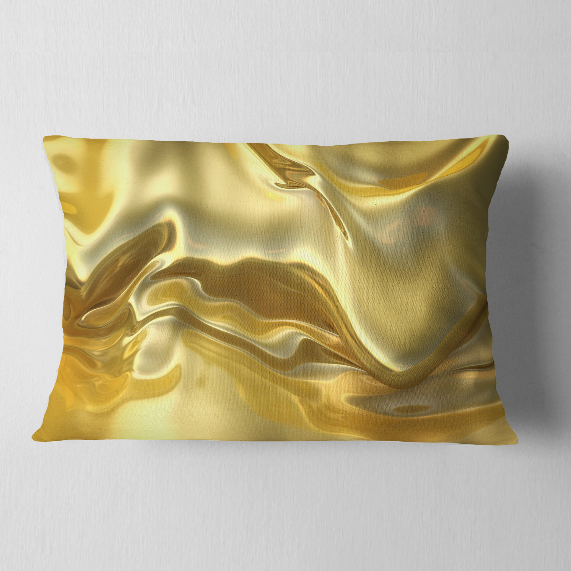 Design Art Golden Cloth Texture - Abstract Printed Throw Pillow | Wayfair