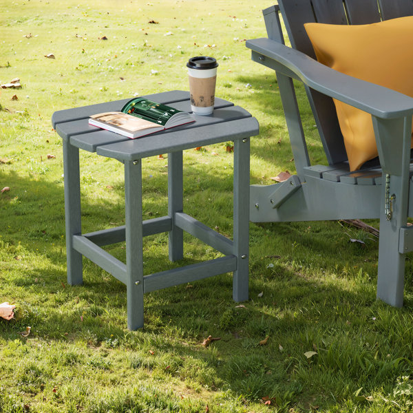 Ebern Designs Bonifacia Adirondack Outdoor Side Table, HDPE Plastic End ...