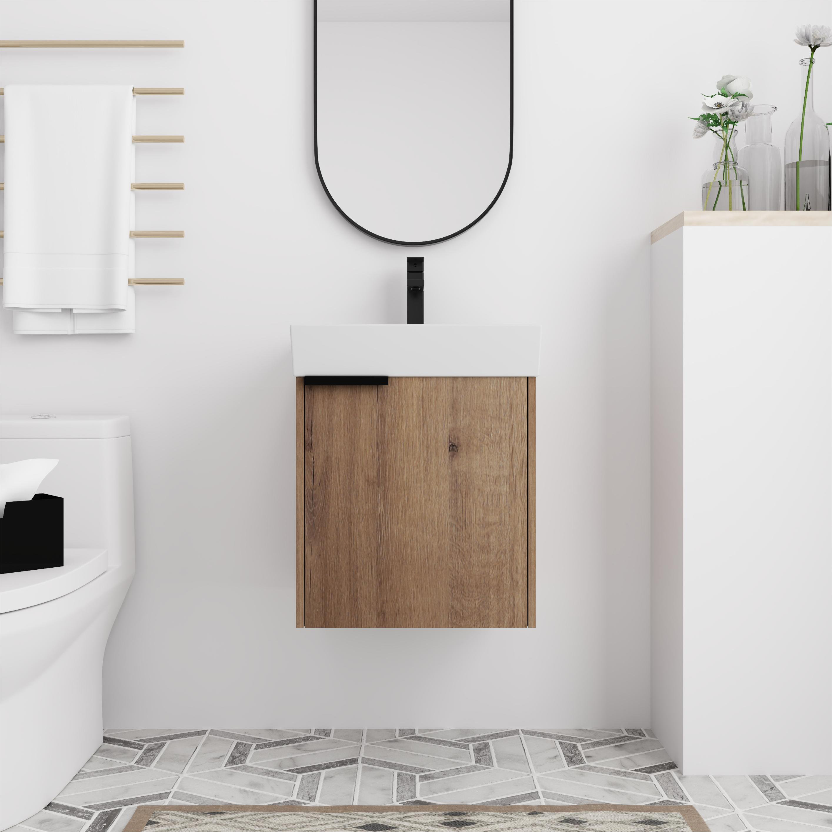 Ebern Designs Hanin 19.03'' Single Bathroom Vanity with Ceramic Top ...