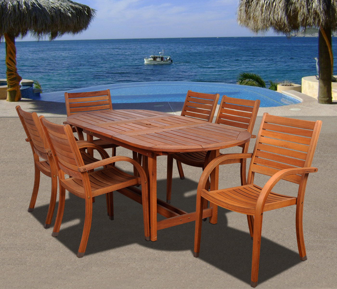 Highland Dunes Trisler International Home Outdoor 9 Piece Dining Set ...