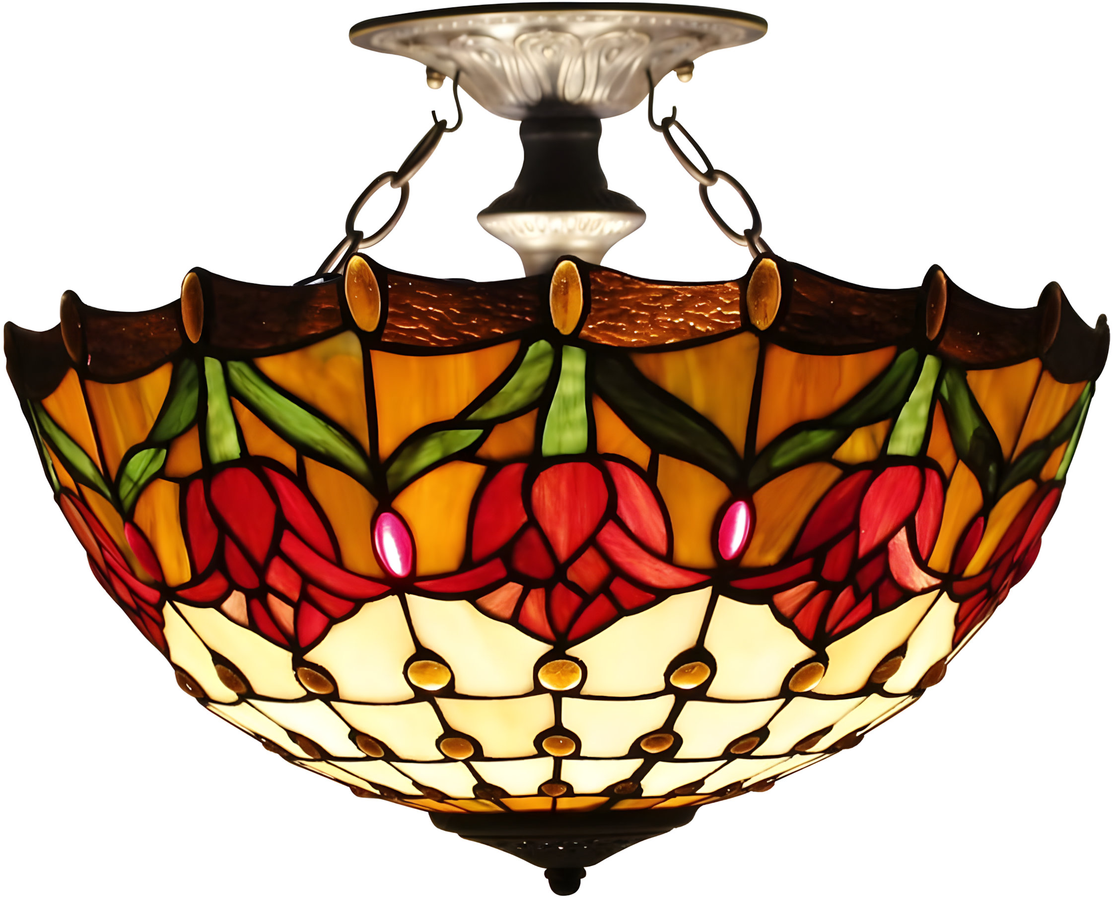 Bloomsbury Market Tiffany Style Semi Flush Mount Ceiling Light Fixture ...