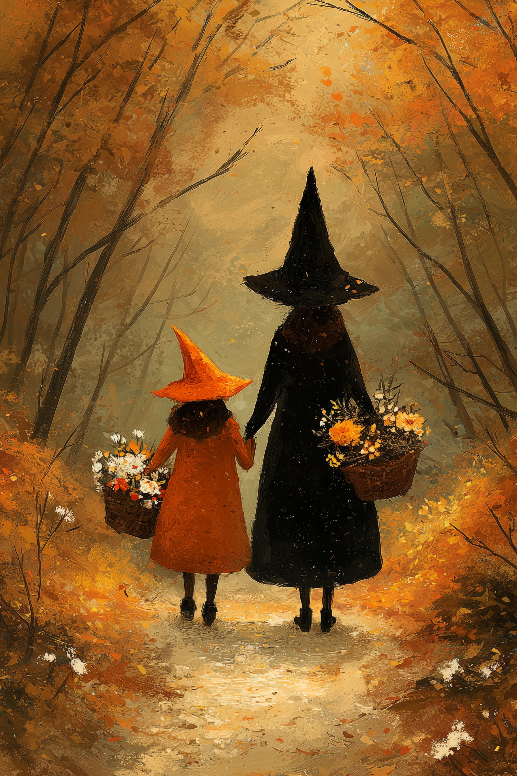 The Holiday Aisle® Autumn Witch Companions Wrapped Canvas Wall Art ...