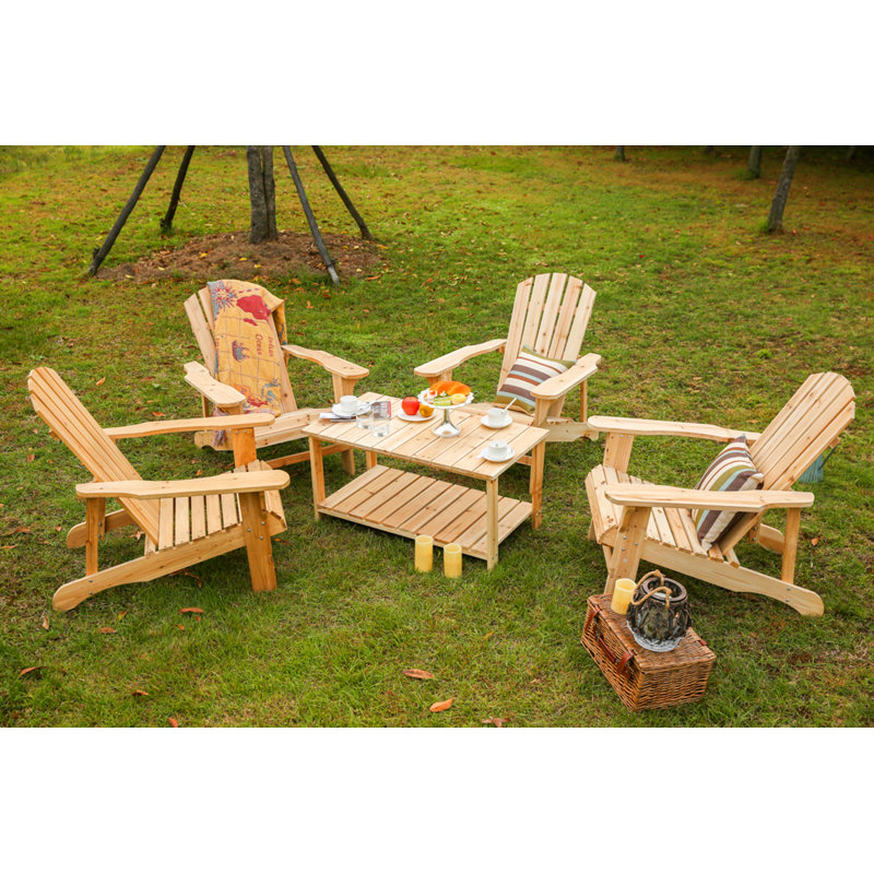 Loon Peak® Deziray Solid Wood Adirondack Chair with Table & Reviews ...