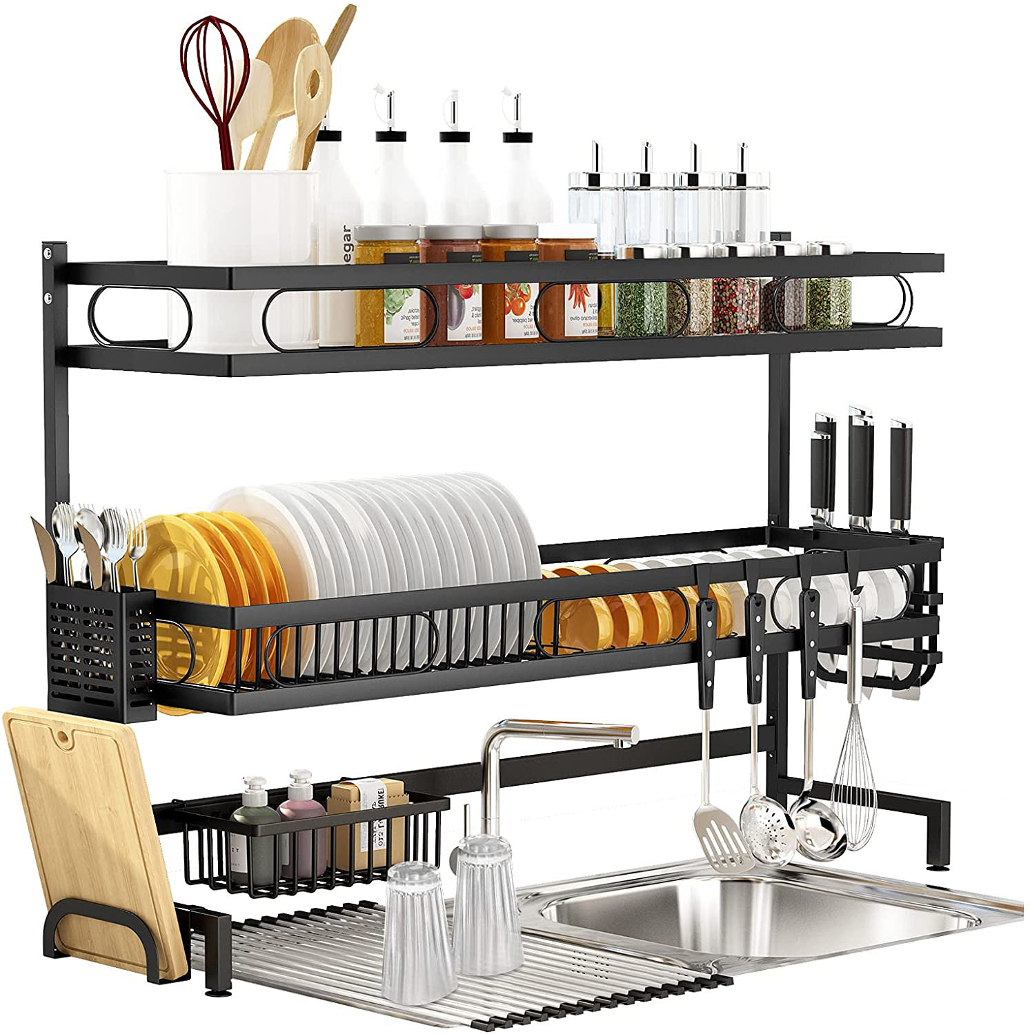 LGHM Foldable Rolling Stainless Steel 2 Tier Dish Rack | Wayfair