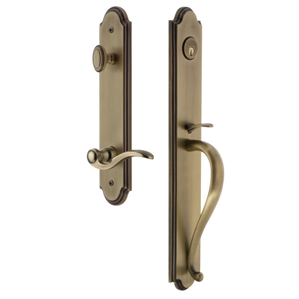 Grandeur Arc One-Piece Handleset with Single Cylinder Deadbolt and S ...