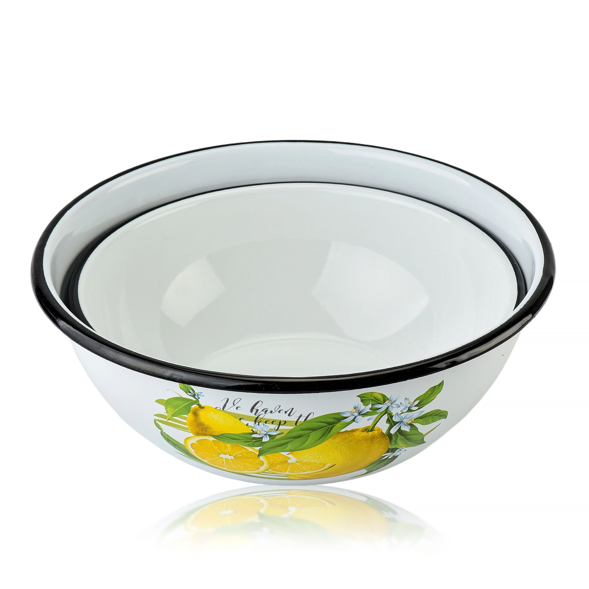 STP-Goods Lemon Enamel Bowl Set of 2 (2.5L + 4L) | Wayfair