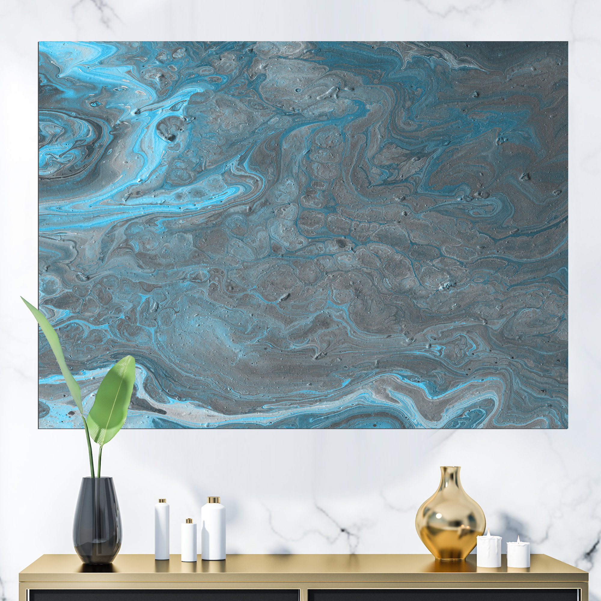 East Urban Home Blue And Grey Marble Landscape Blue And Grey Marble ...