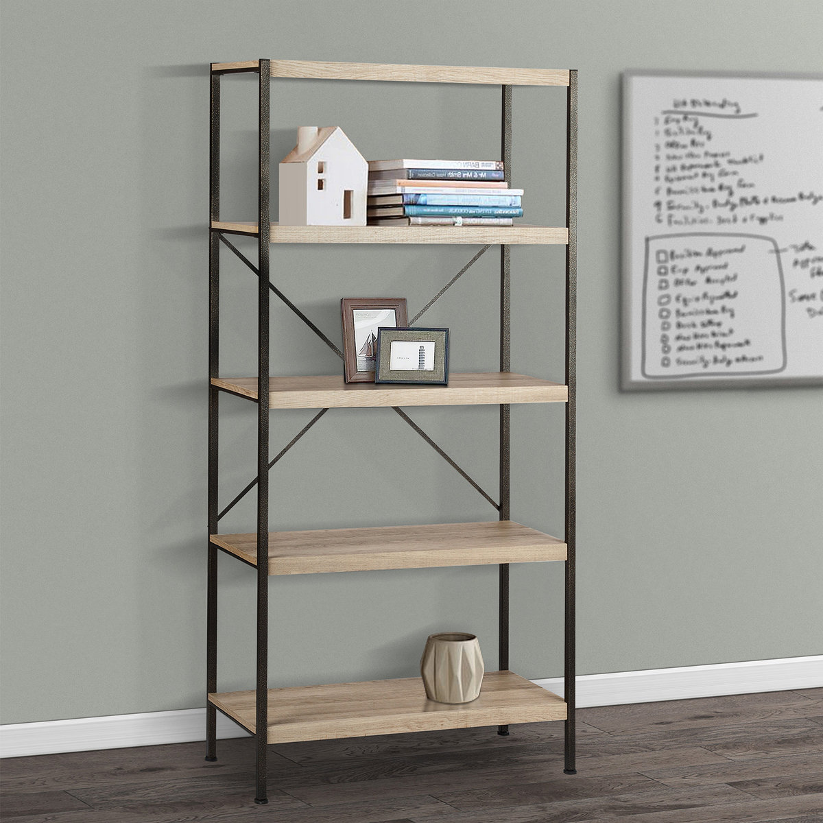 17 Stories BOOKCASE "Sleek Light Oak Bookcase - Contemporary Wood ...