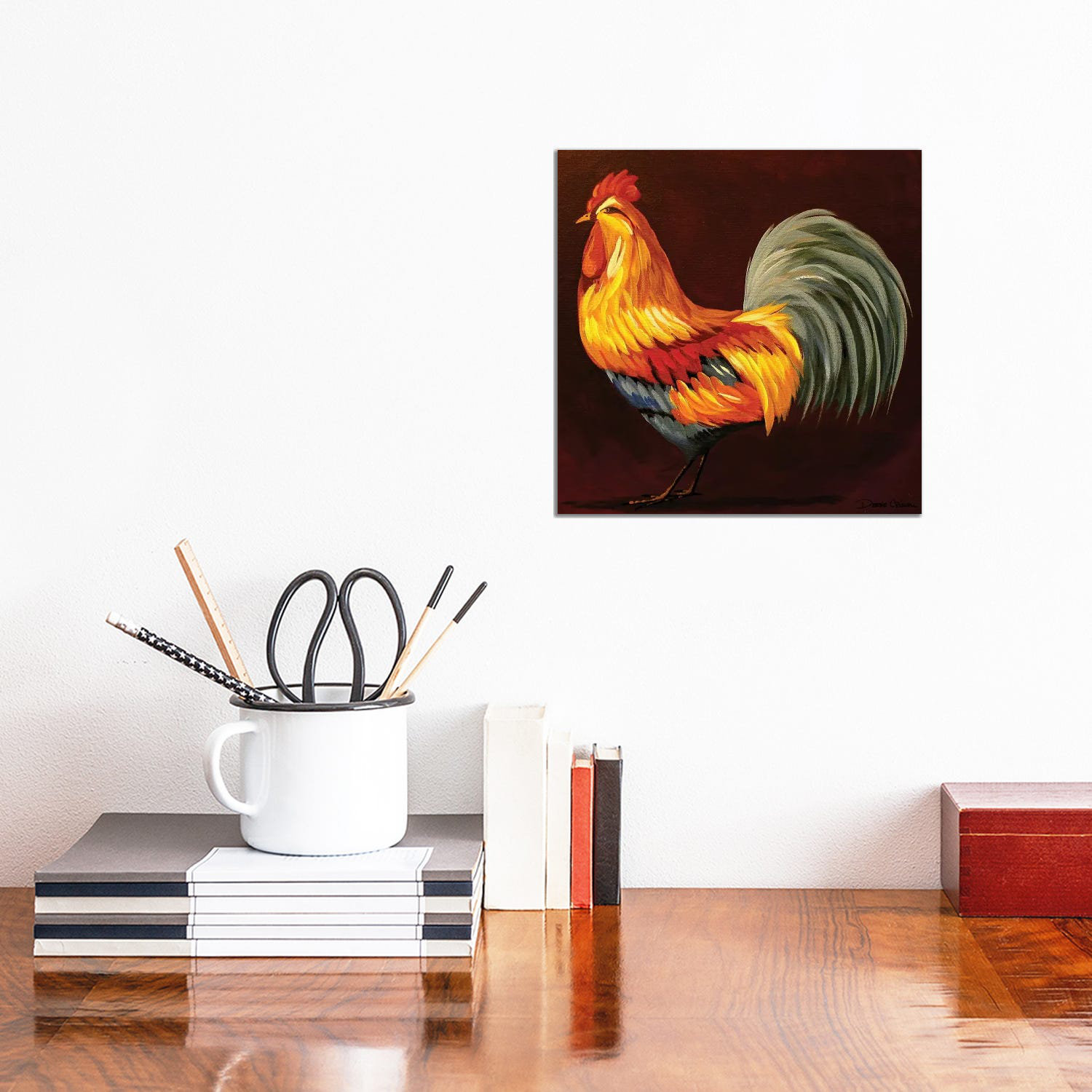 East Urban Home Pretty Rooster by Debbie Criswell - Painting Print ...