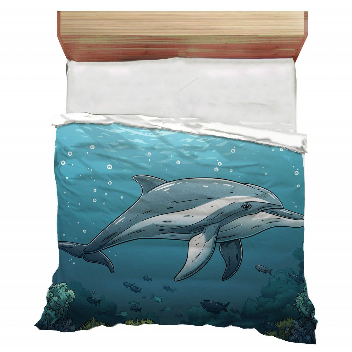 VisionDecor Swimming dolphin Bedding Sea life Comforter Graceful ...