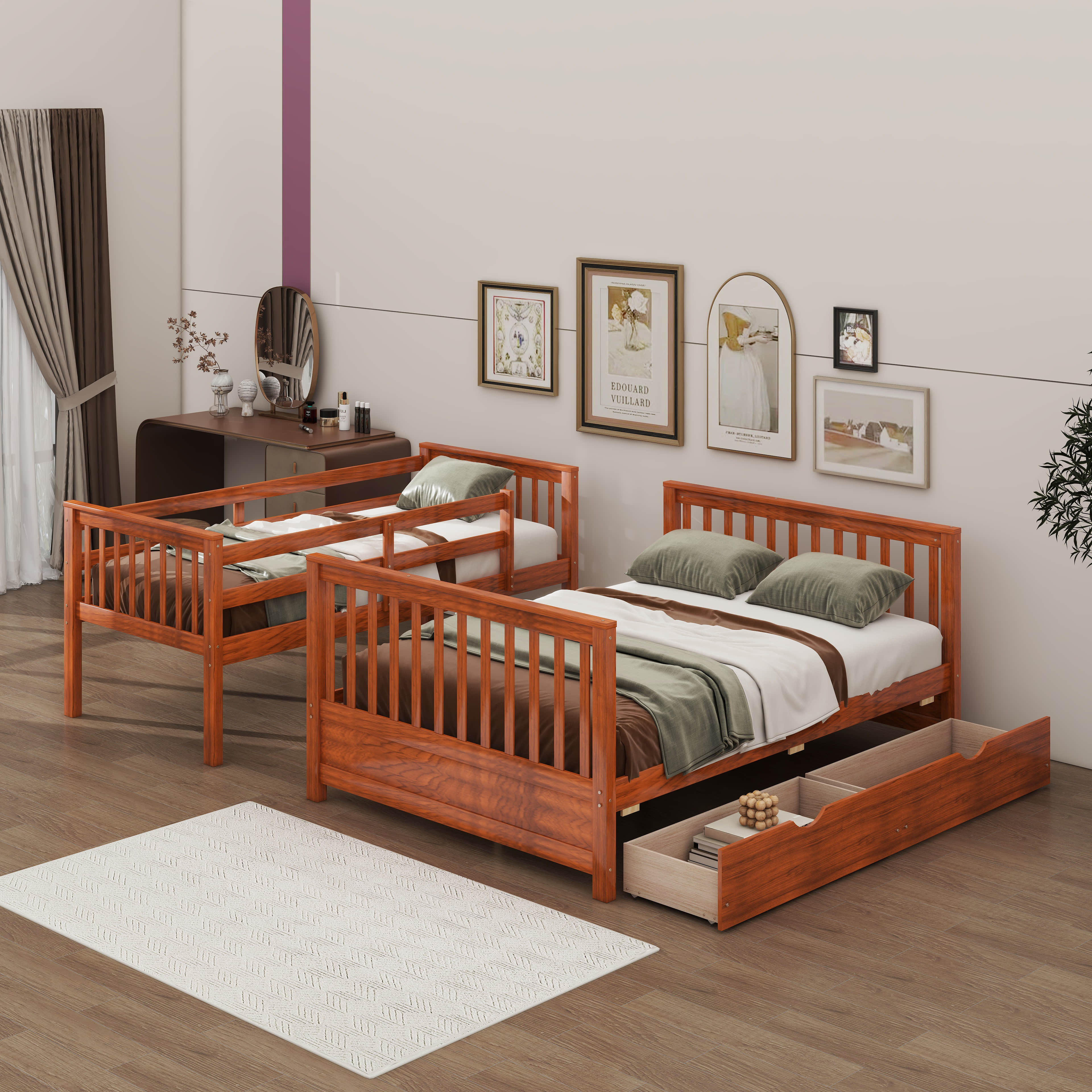 Harriet Bee A Twin-Over-Full Bunk Bed Equipped With Ladders For Easy ...