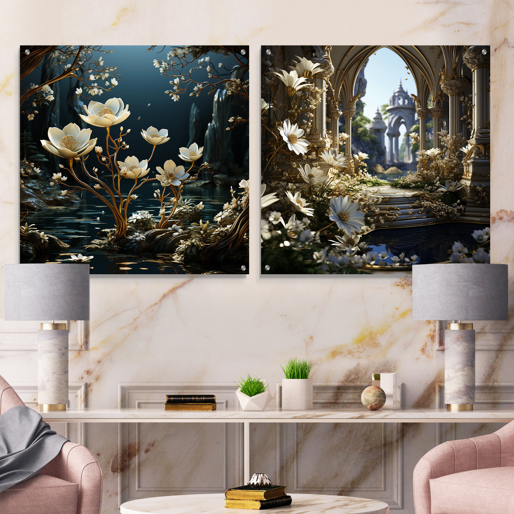 Lark Manor™ Gold Gilded Snowdrops River - Snowdrops Acrylic Wall Art ...