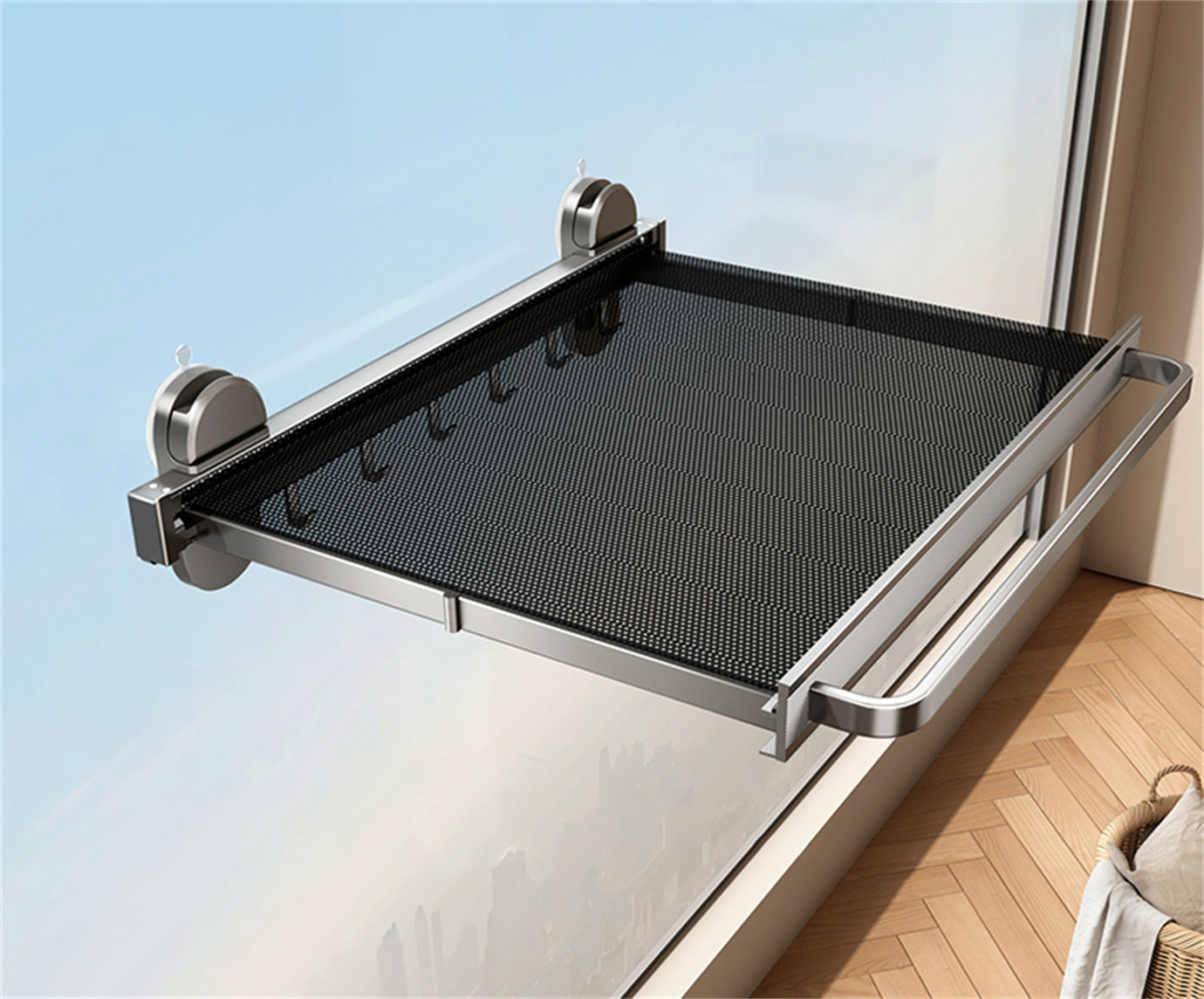 Thrones Designs Suction Cup Balcony Drying Rack, Indoor Foldable Mesh ...