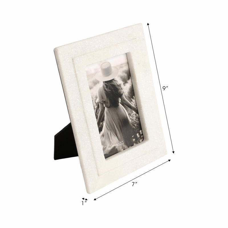 Hokku Designs 4X6 Marble Border Photo Frame, White | Wayfair
