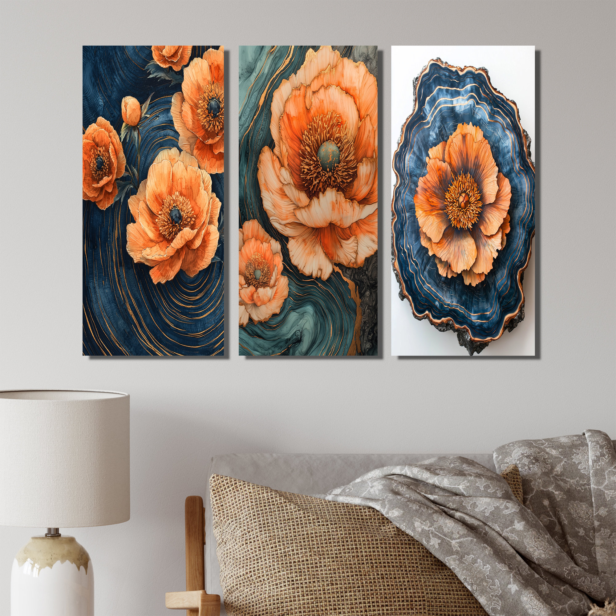 Red Barrel Studio® Orange Peonies On Geode Stone Wilde I - Traditional ...