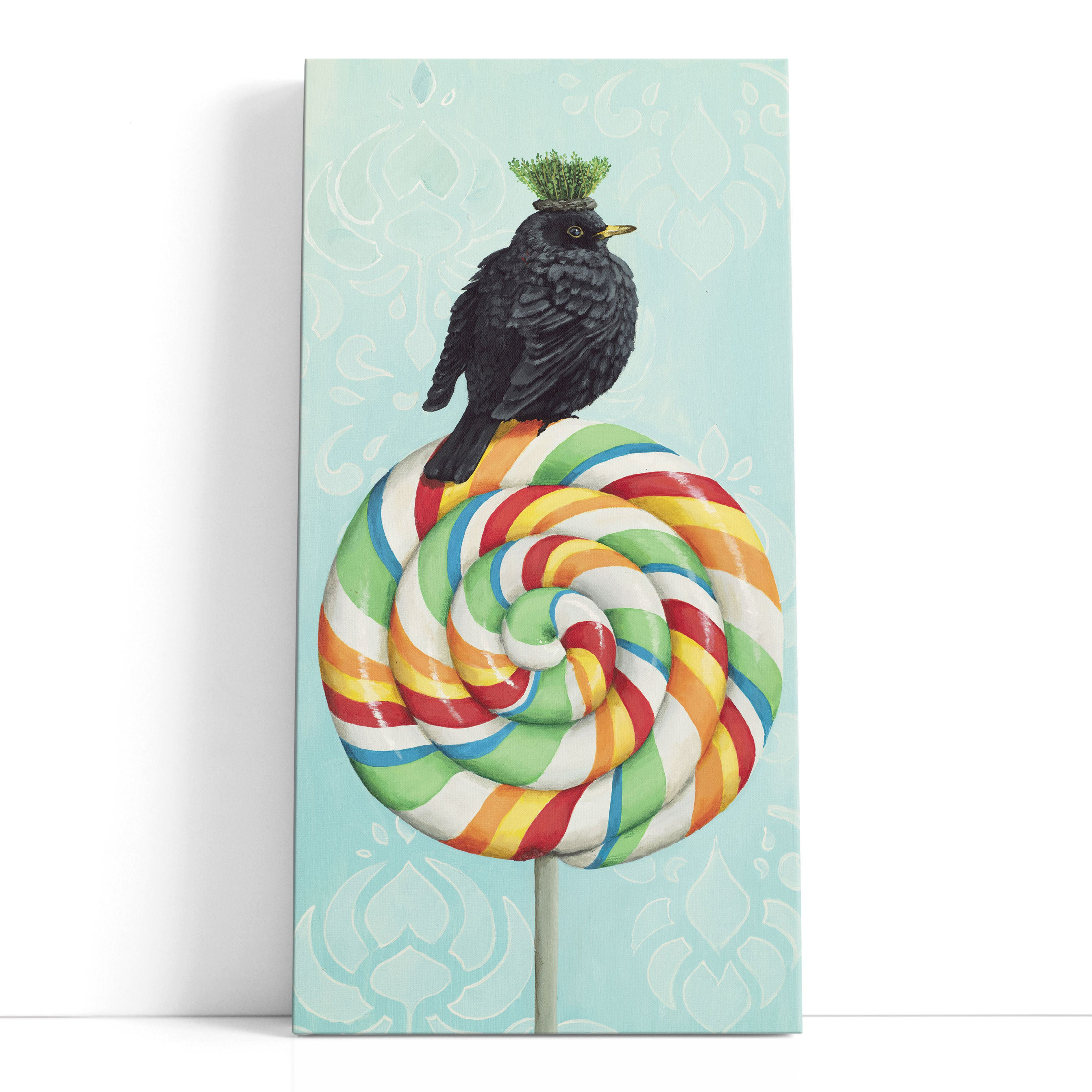 Trinx Chonky Bird on a Lollipop - Canvas Print Wall Art | Wayfair