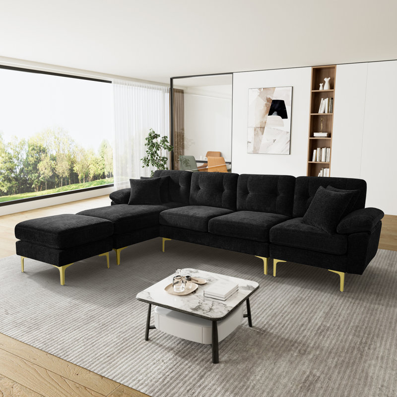 Mercer41 Roemy 4 - Piece Upholstered Sectional & Reviews | Wayfair