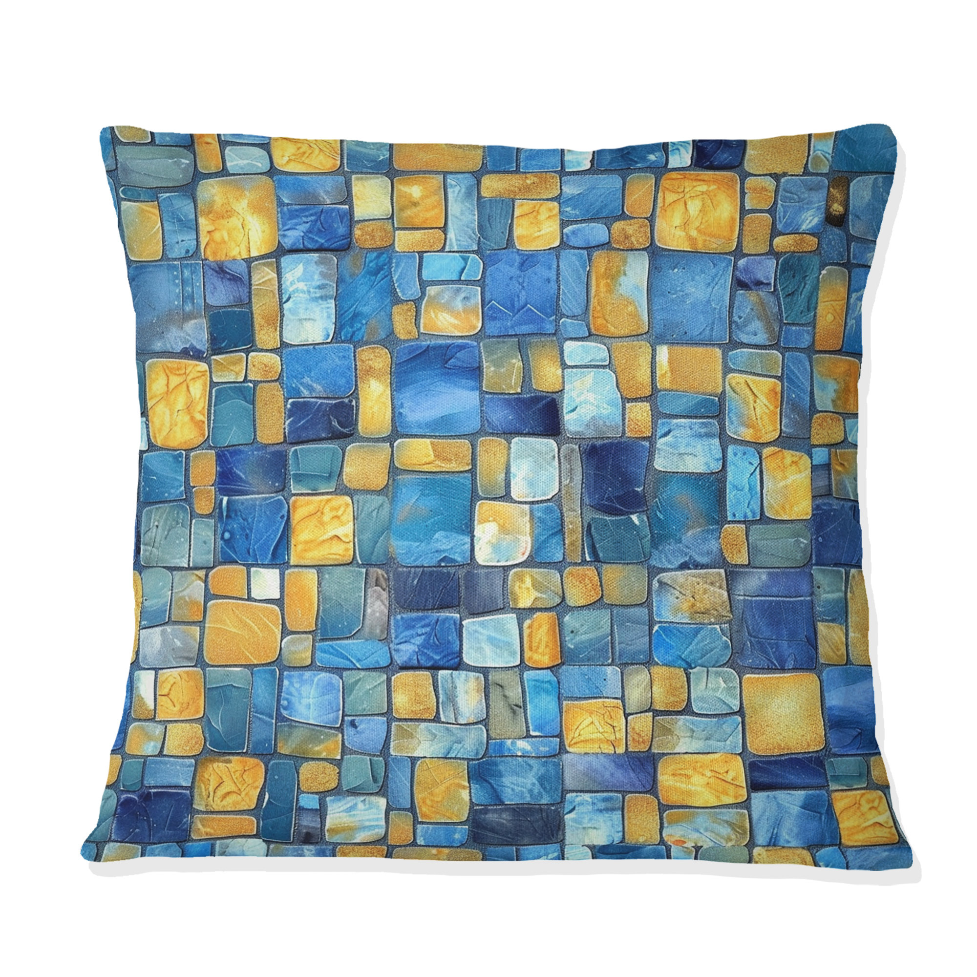 Design Art Blue Yellow Mosiac Tiles II - Modern Throw Pillow | Wayfair