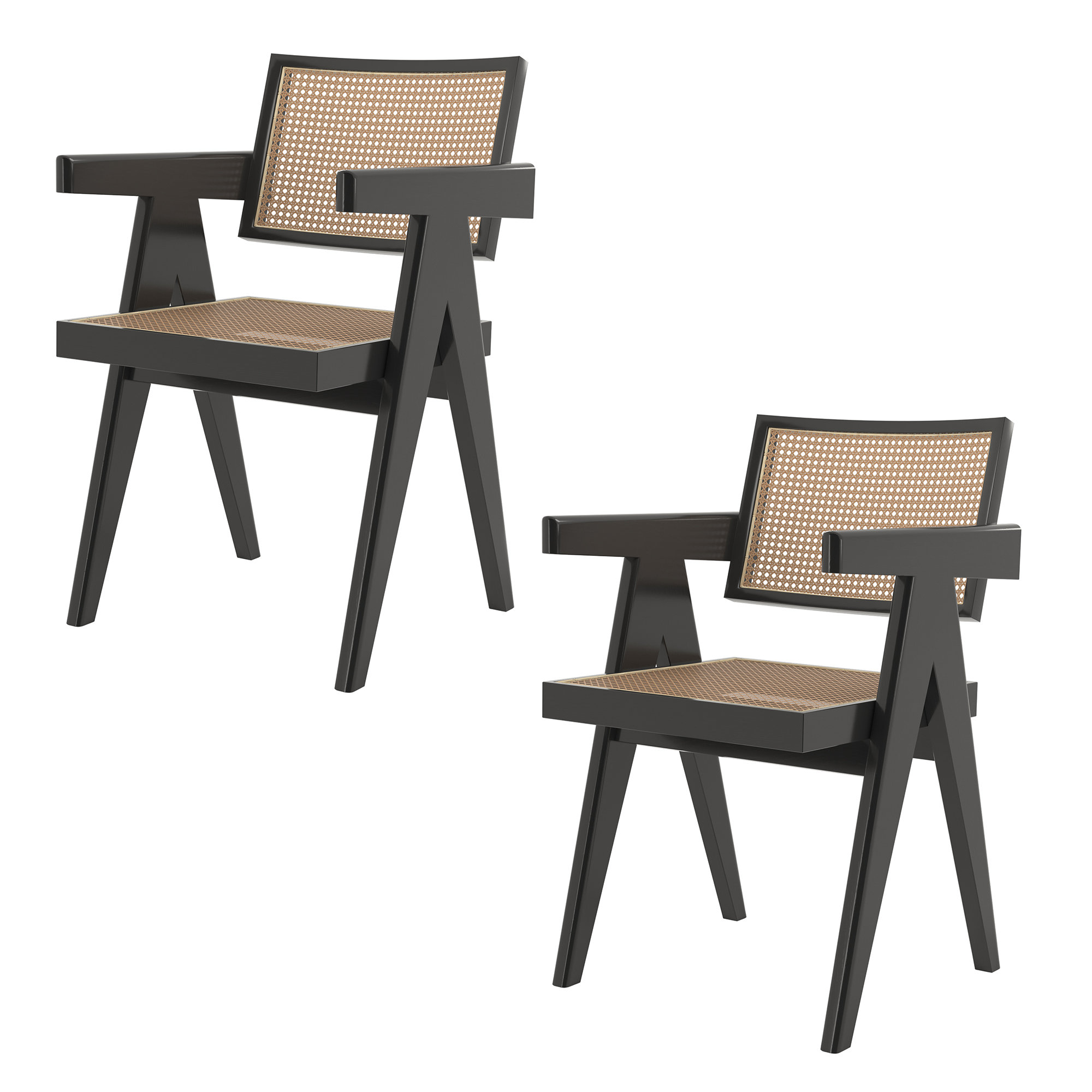 One Allium Way® 2PCS Black Solid Wood Back Handmade Armchair Set | Wayfair