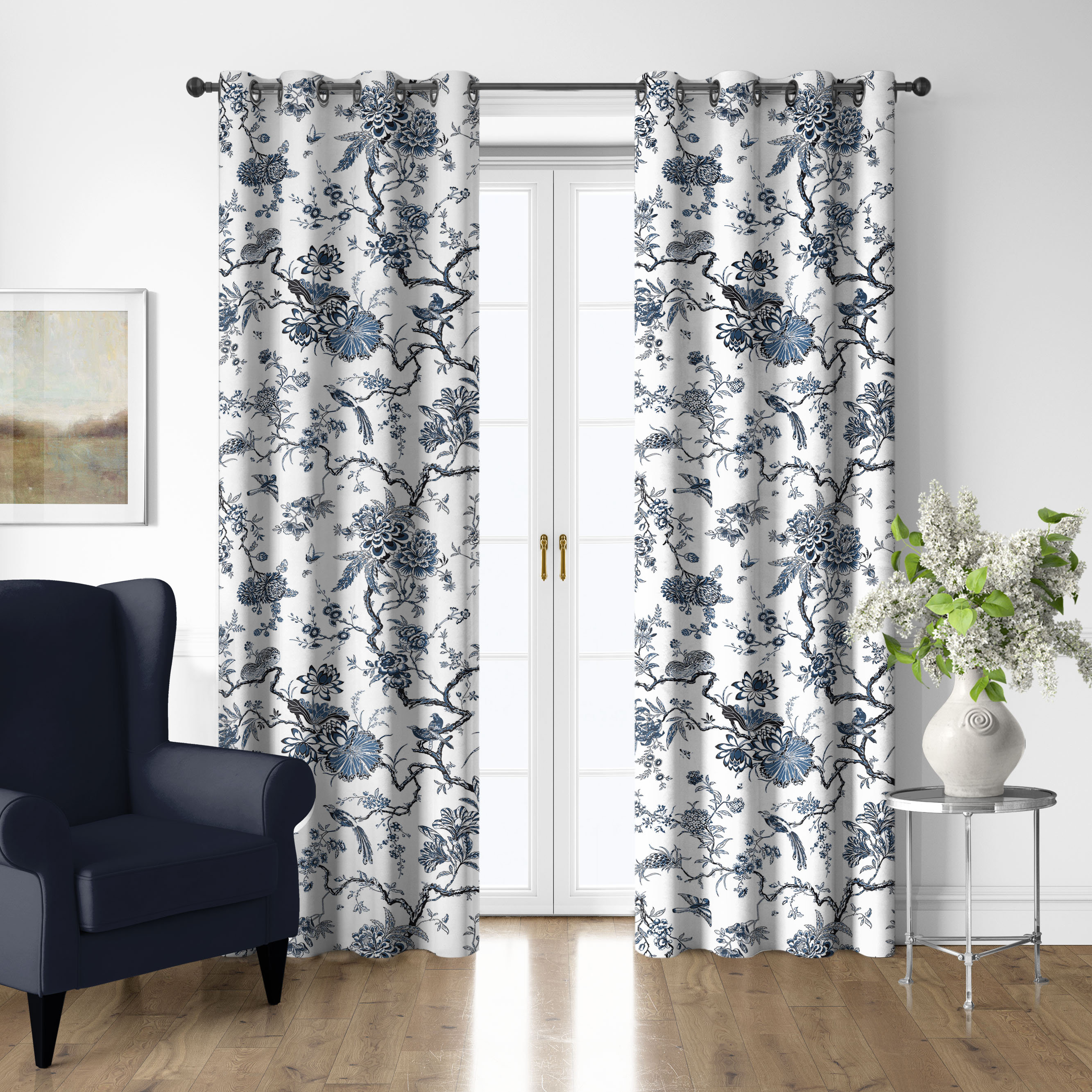 6ix Tailors Fine Linens Tree Top Sky Cotton Grommet Top Drapery Panel ...