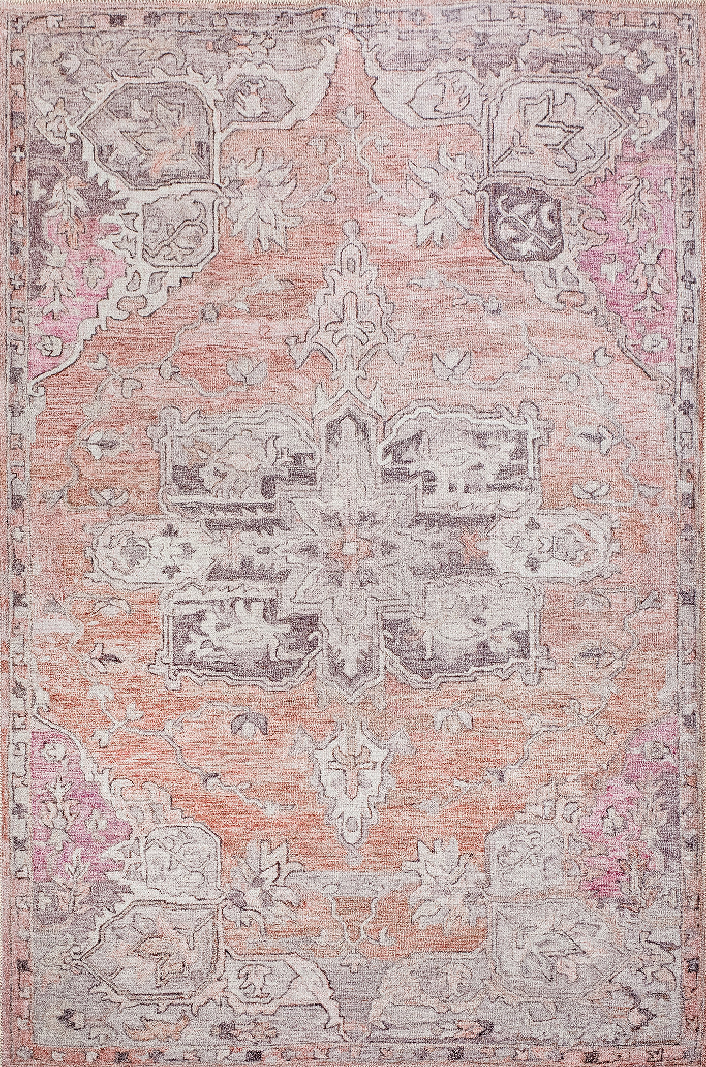 Bungalow Rose Oriental Cotton Ochre/Light Gray/Cherry Area Rug | Wayfair