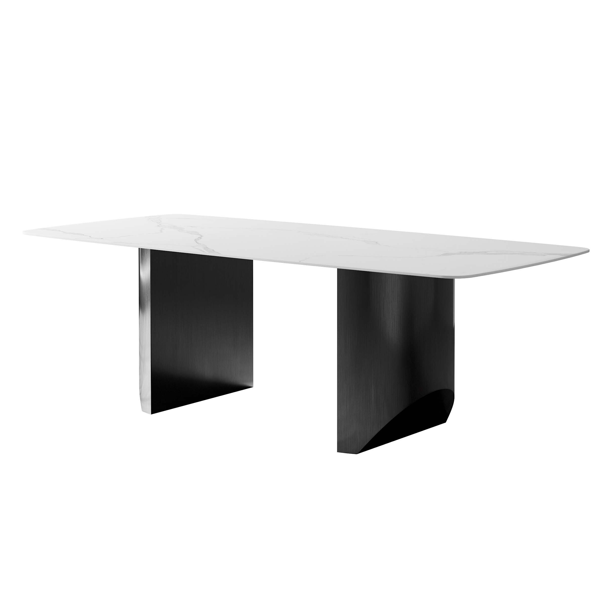 Latitude Run® Black Titanium Stainless Steel Dining Table with Rock ...