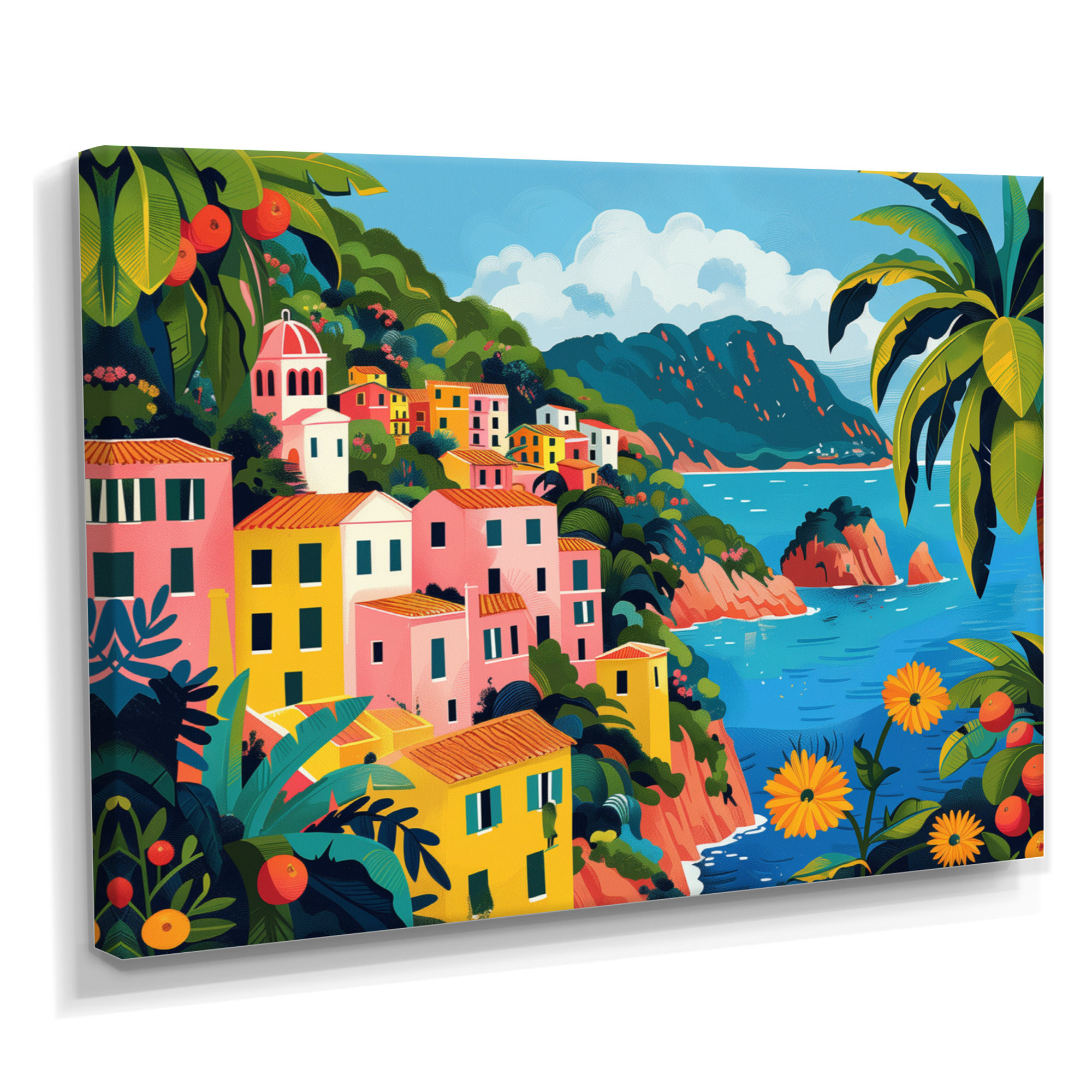 Bay Isle Home™ Pink Green Italian Riviera Coastline - Italy Wall Decor ...