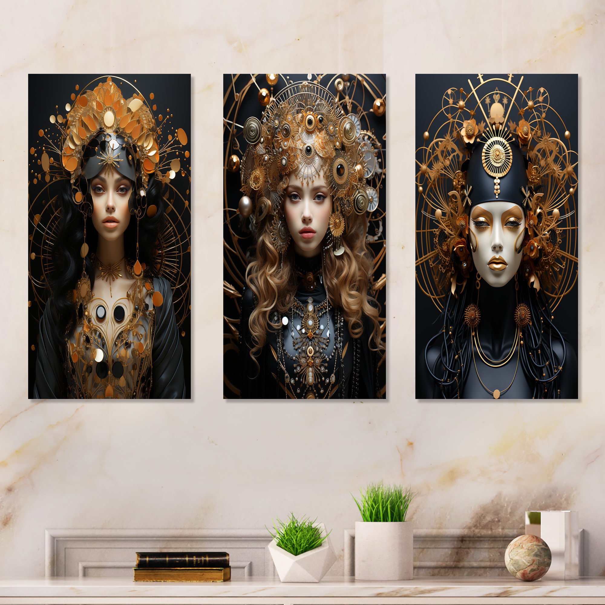 Bungalow Rose Gold And Black Woman Goddess Aura I - Woman Goddess Metal ...