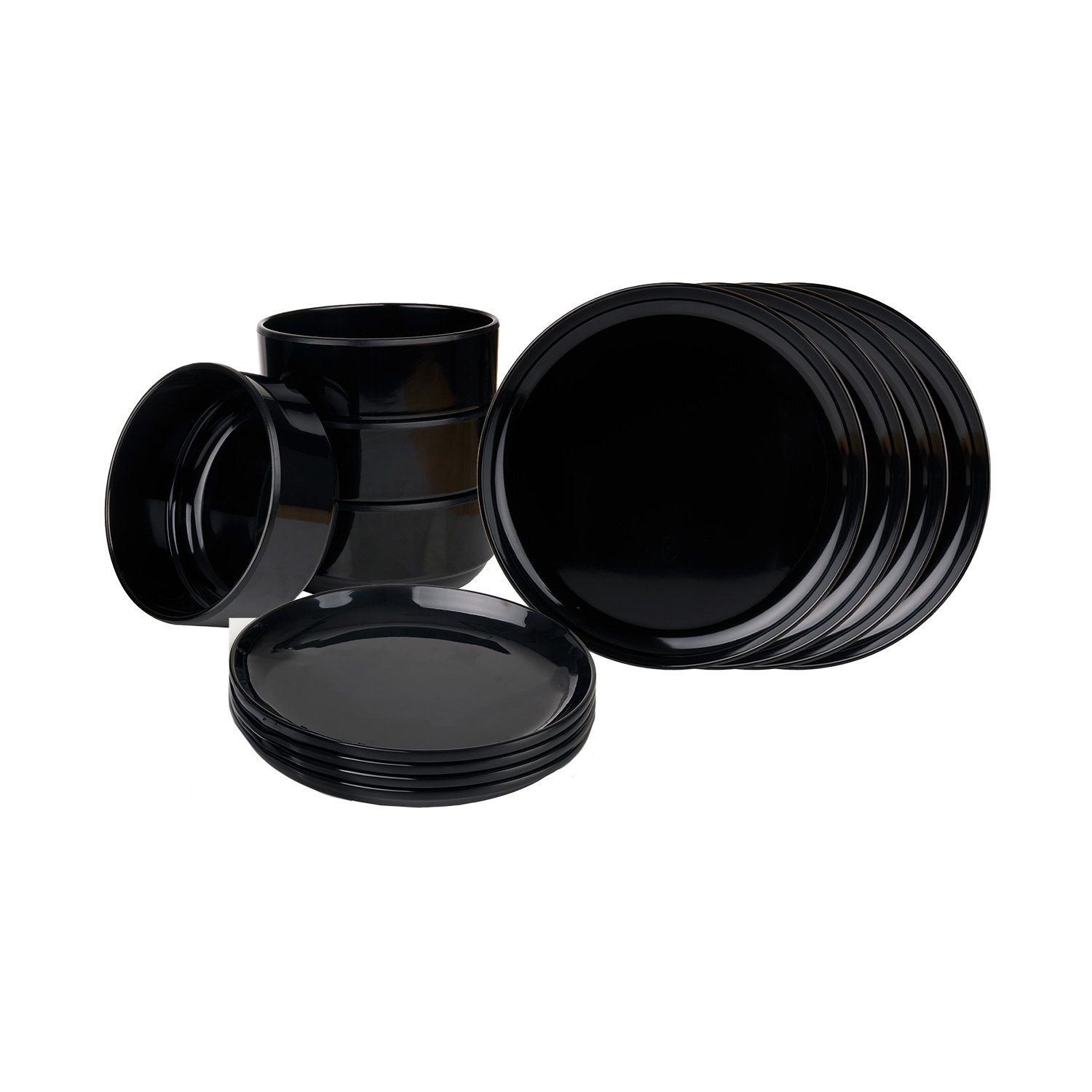 Godinger Silver Art Co Stacking Melamine 12 Piece Dinnerware Set ...