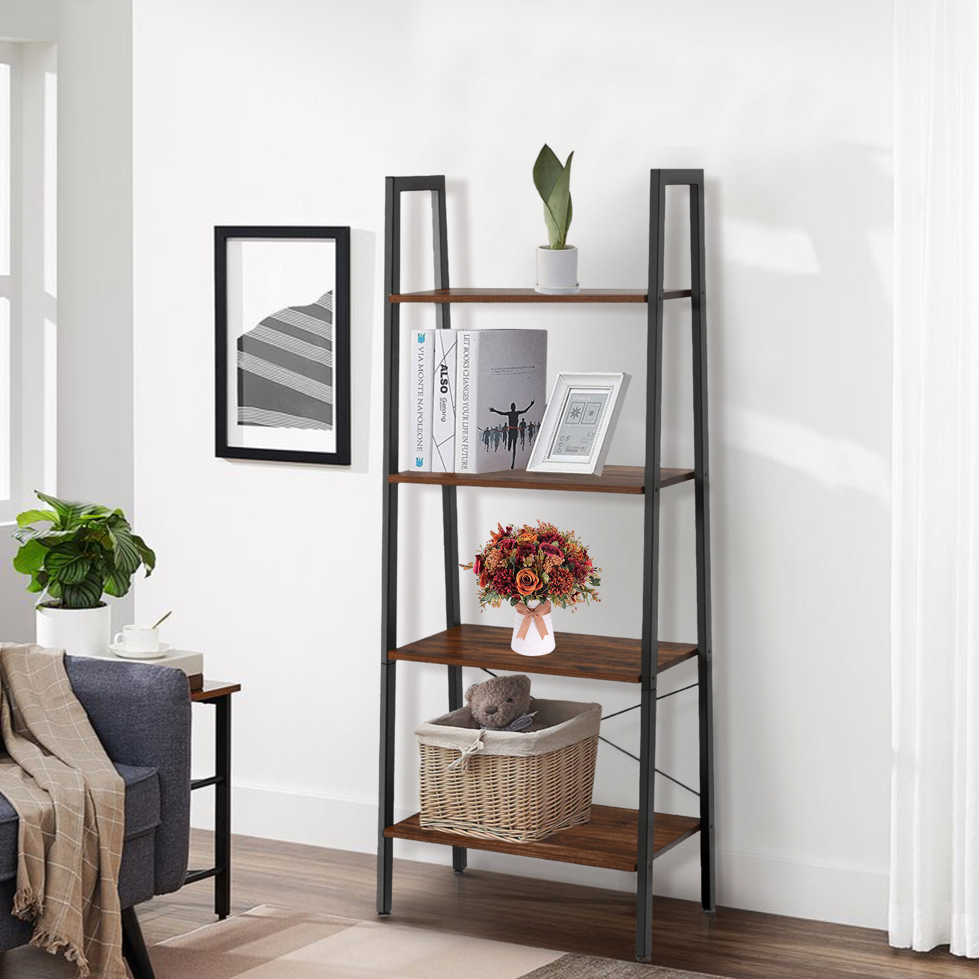 17 Stories 58'' H x 24'' W Metal Ladder Bookcase & Reviews | Wayfair