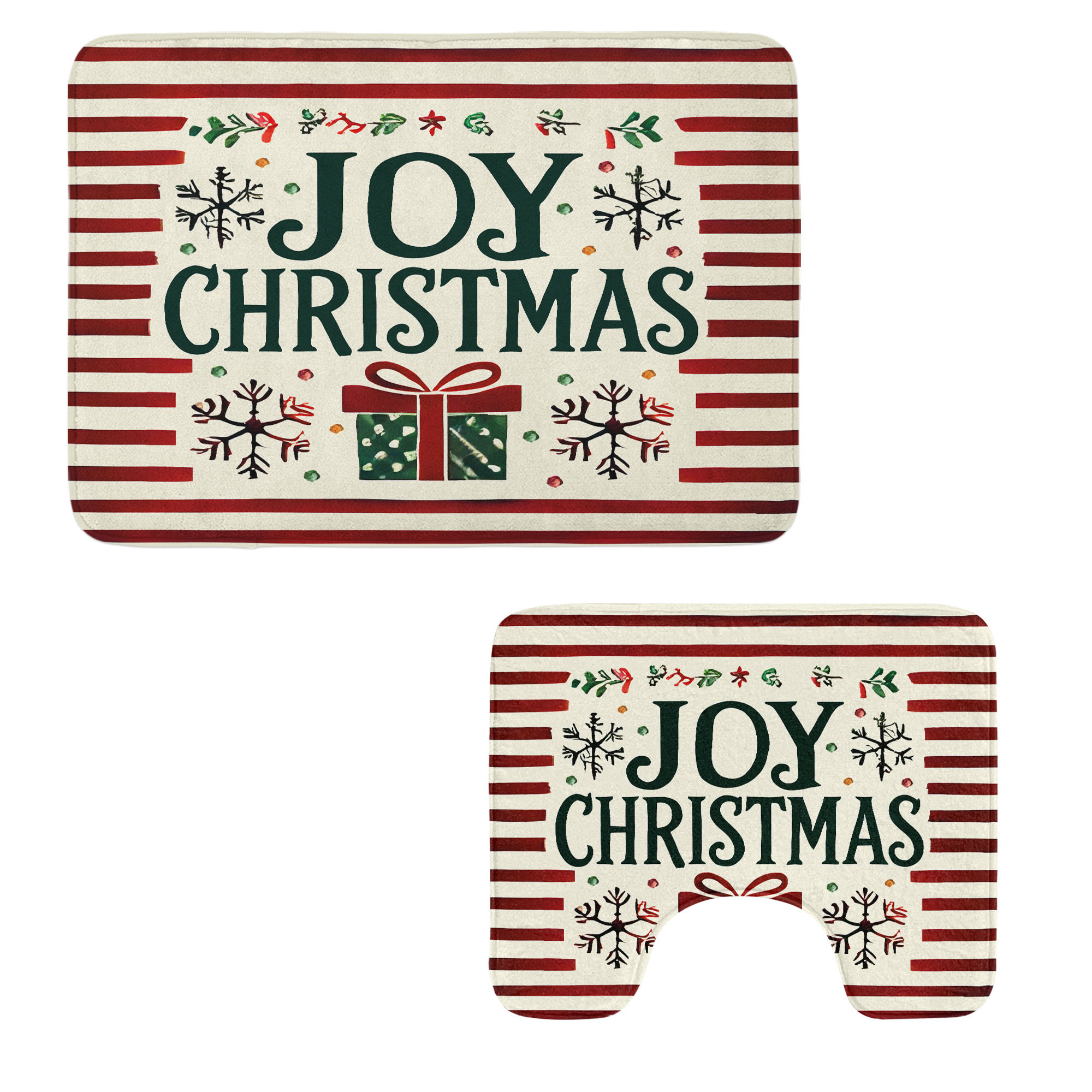 The Holiday Aisle® Christmas Bathroom Rug Set 2 Pieces Rectangle ...