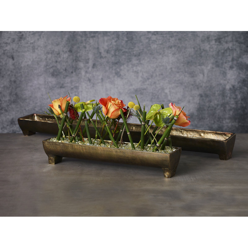 17 Stories Antique Gold Metal Table Vase | Wayfair