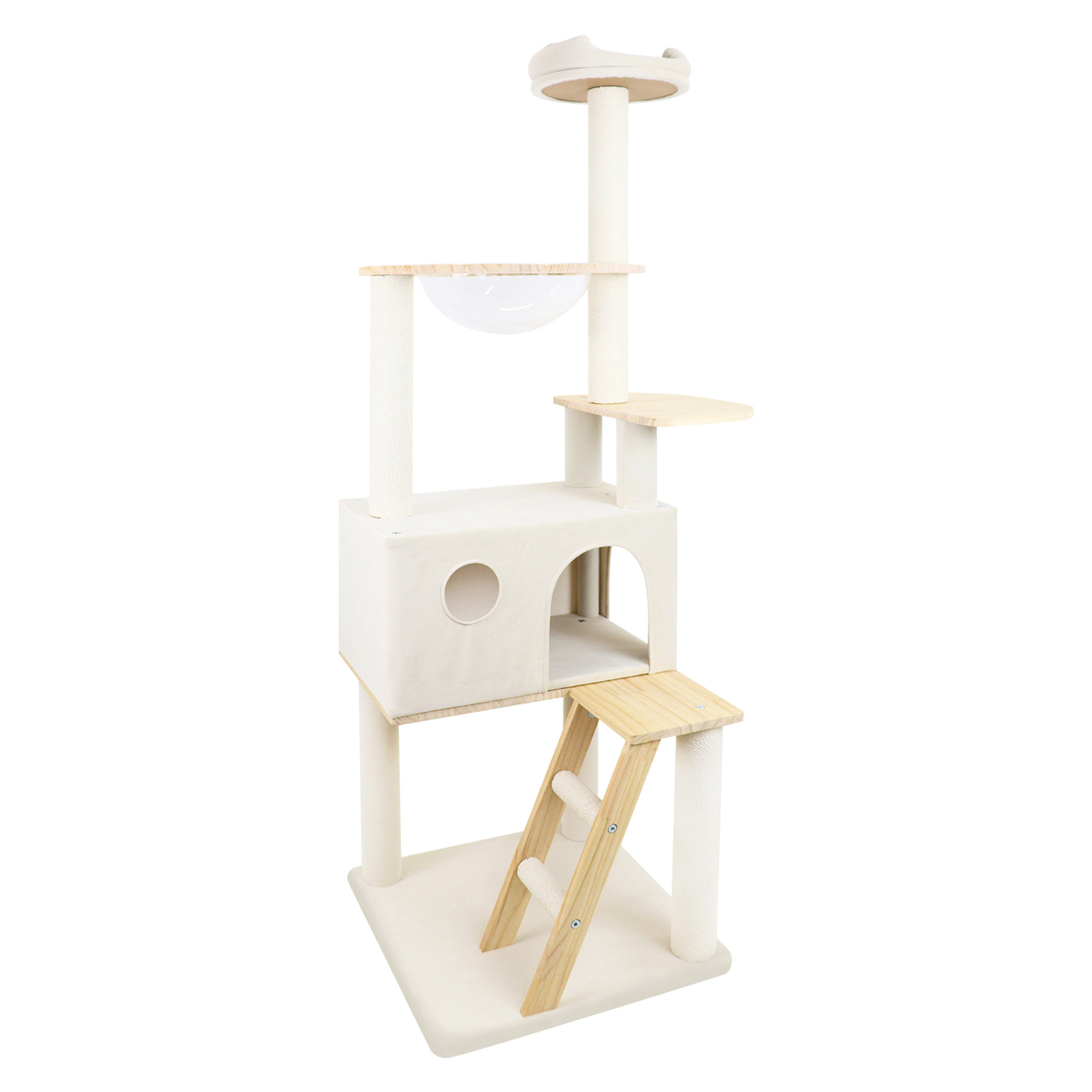 George Oliver 165Cm Wood Cat Tower With Large , , And Transparent ...