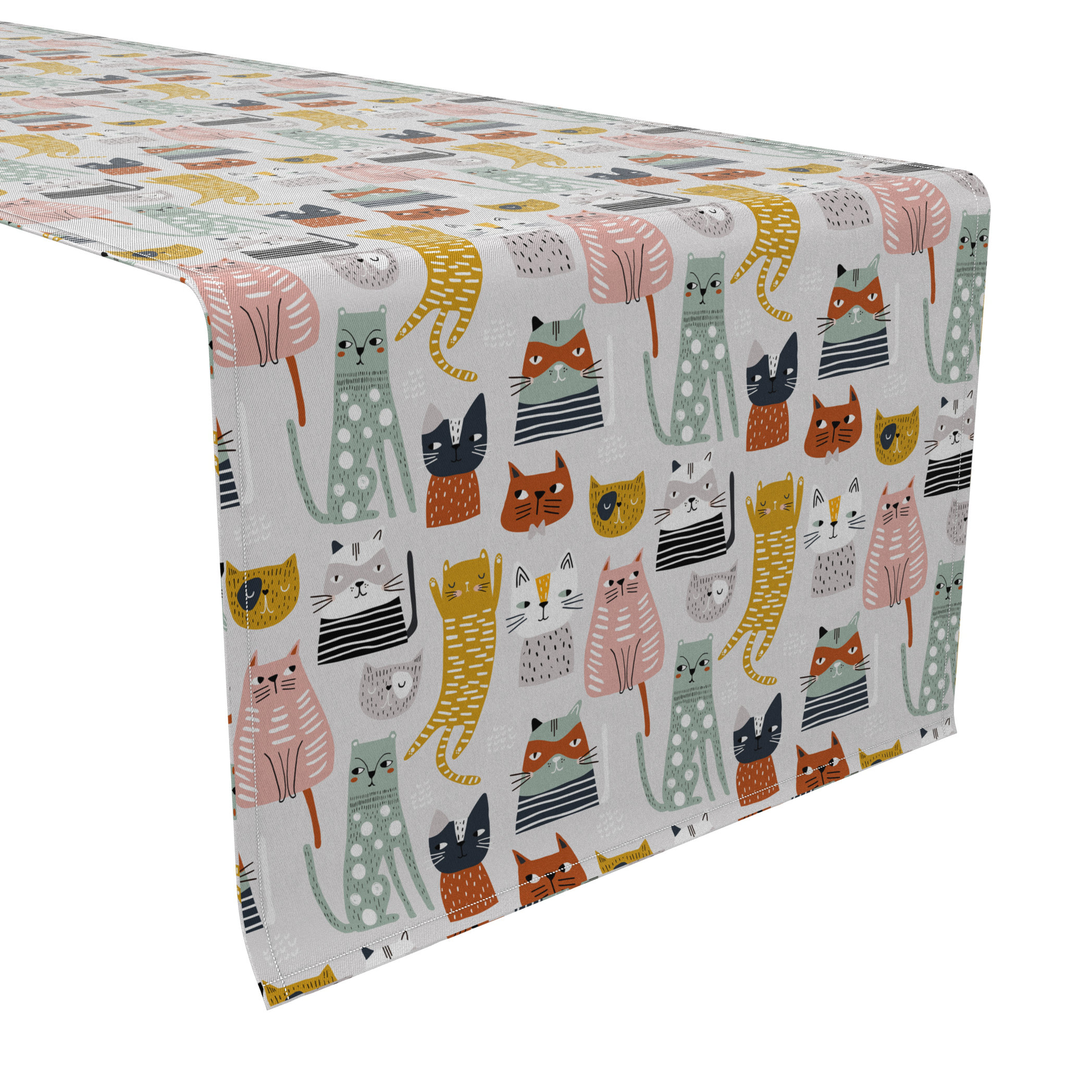 East Urban Home Table Runner, 100% Cotton, 16X90", Cats With Attitude ...