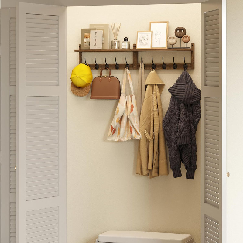 Millwood Pines Wooden Extra Long Wall Bracket With Shelf | Wayfair