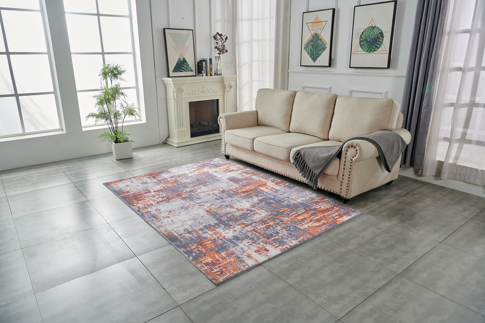 NUBE Rugs Rectangle Area Rug with Non-Slip Backing | Wayfair