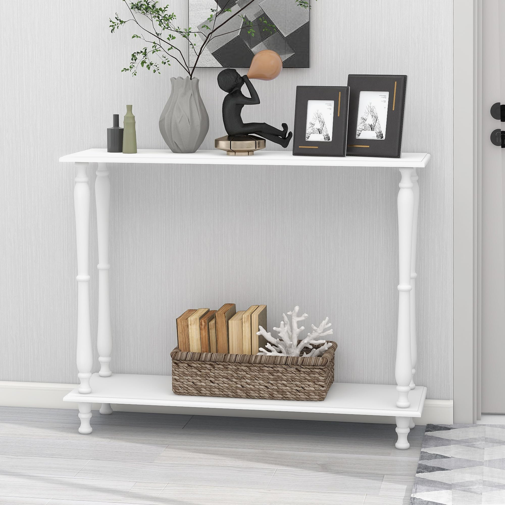 Red Barrel Studio Narrow Entryway Table Couch Table Behind Sofa Vintage ...