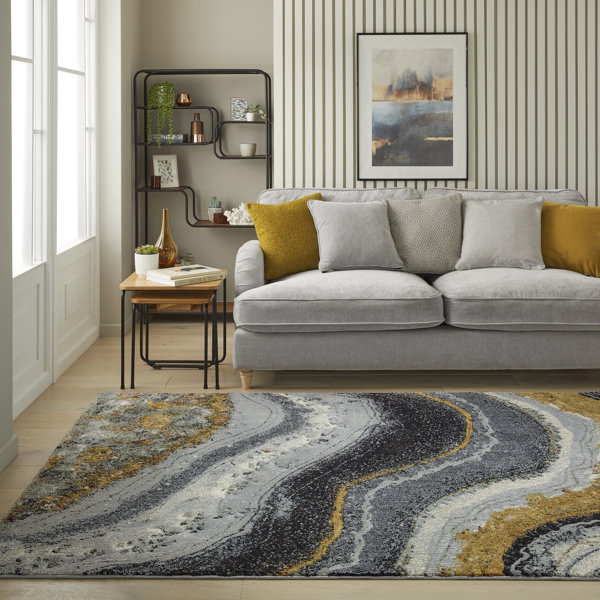 Metro Lane Bozdana Abstract Machine Woven Grey Blue Bronze Area Rug ...