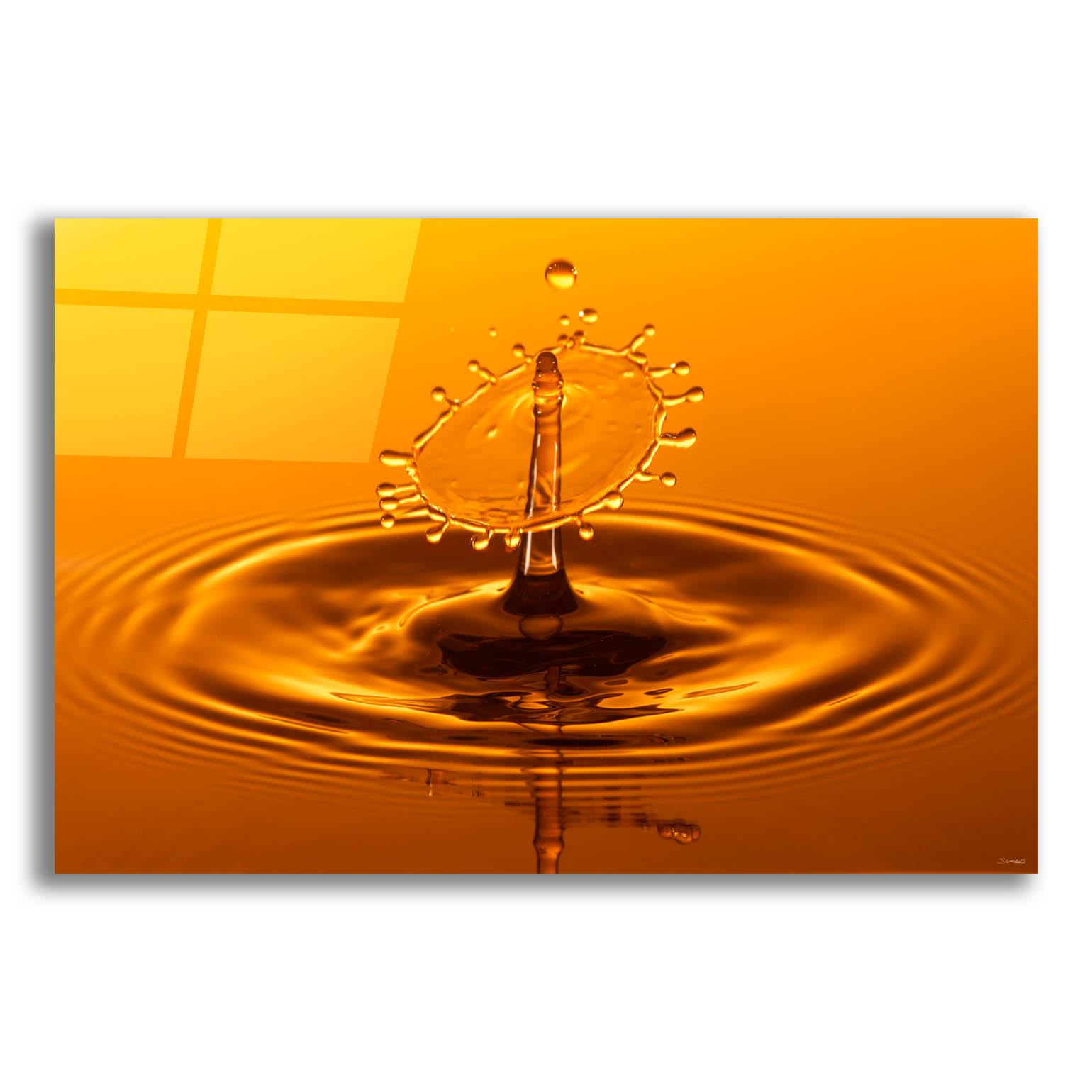 Ebern Designs 'Drop Splash 34' by Gordon Semmens Acrylic Glass Wall Art | Wayfair