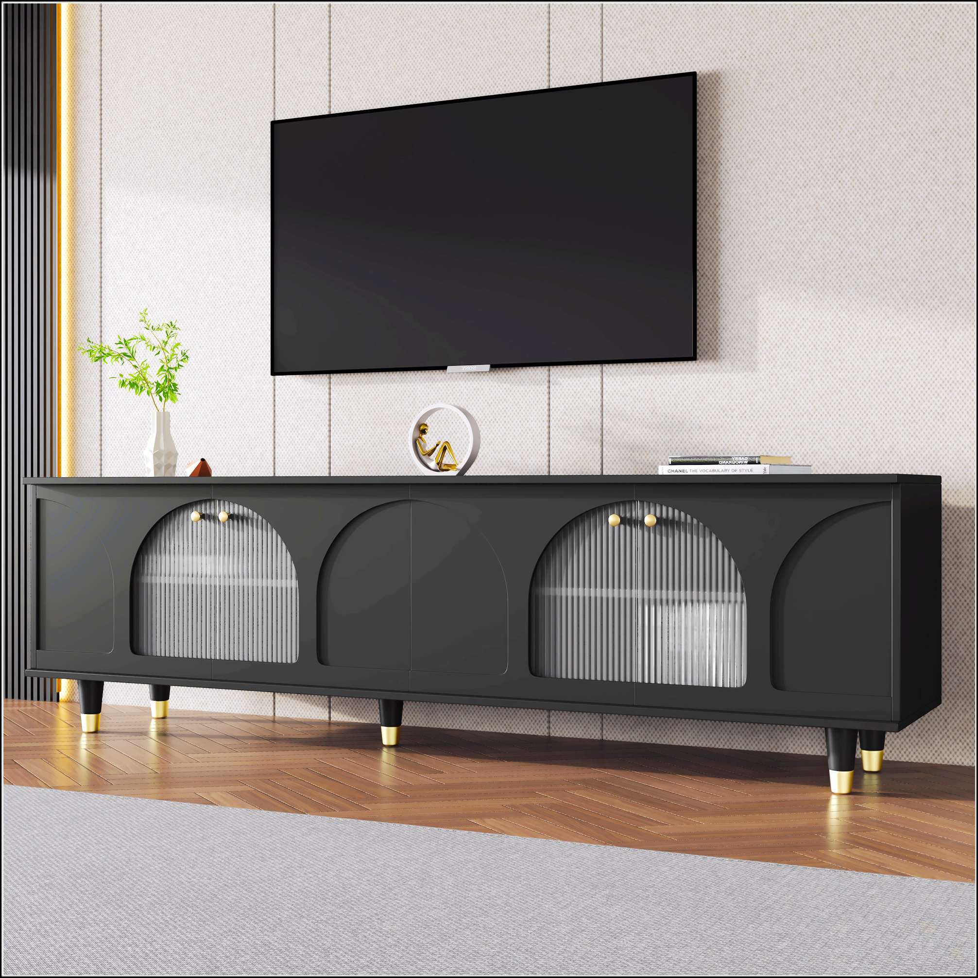 Mercer41 Contemporary TV Stand With Adjustable Shelves For Tvs Up To 78 ...