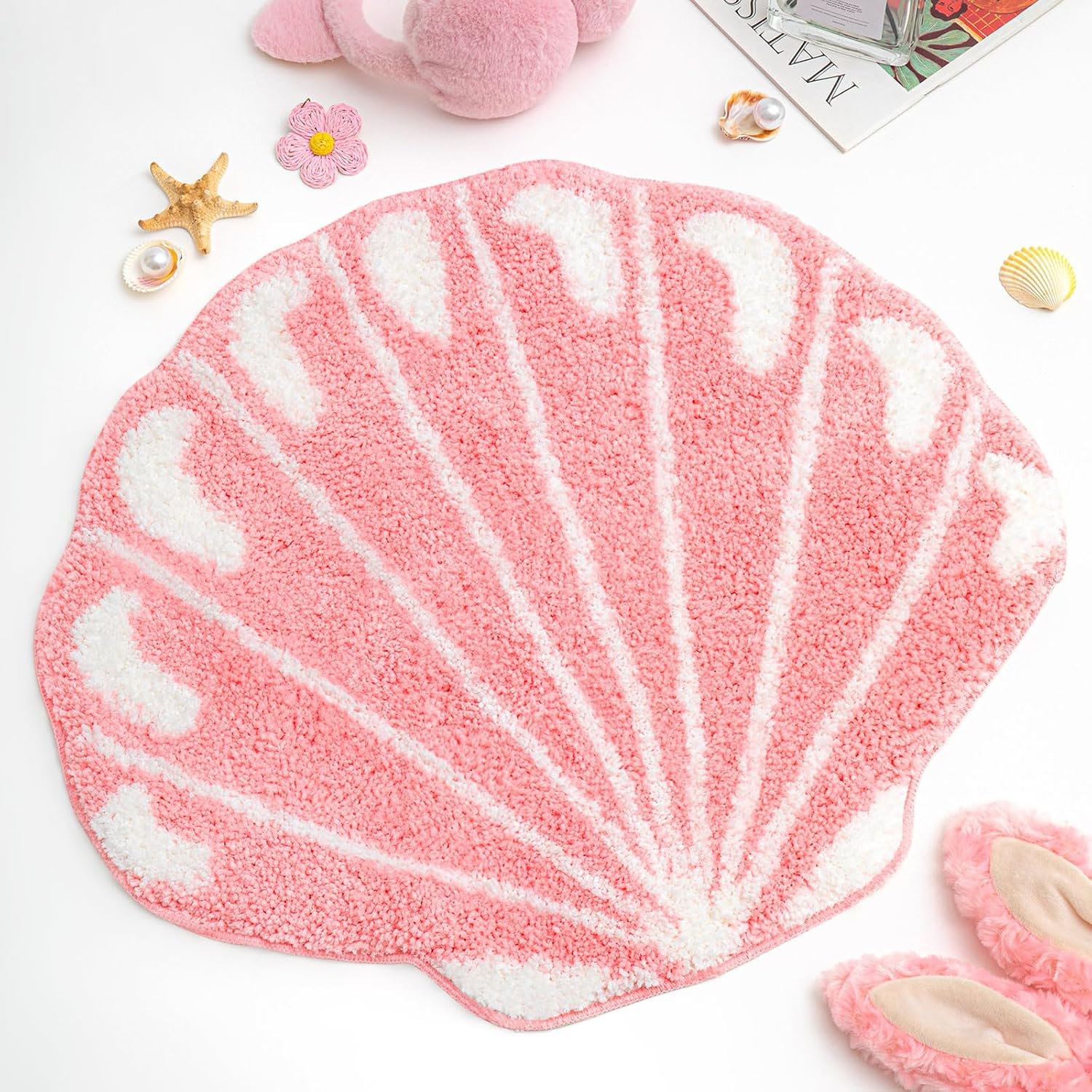 Rosecliff Heights Seashell Rug Bathroom Rugs 2 Ft Shell Bath Mat Preppy ...