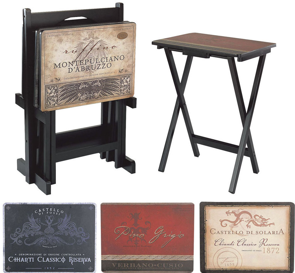 Cape Craftsmen Tuscan Wine TV Tray with Stand with 4 Trays & Reviews ...