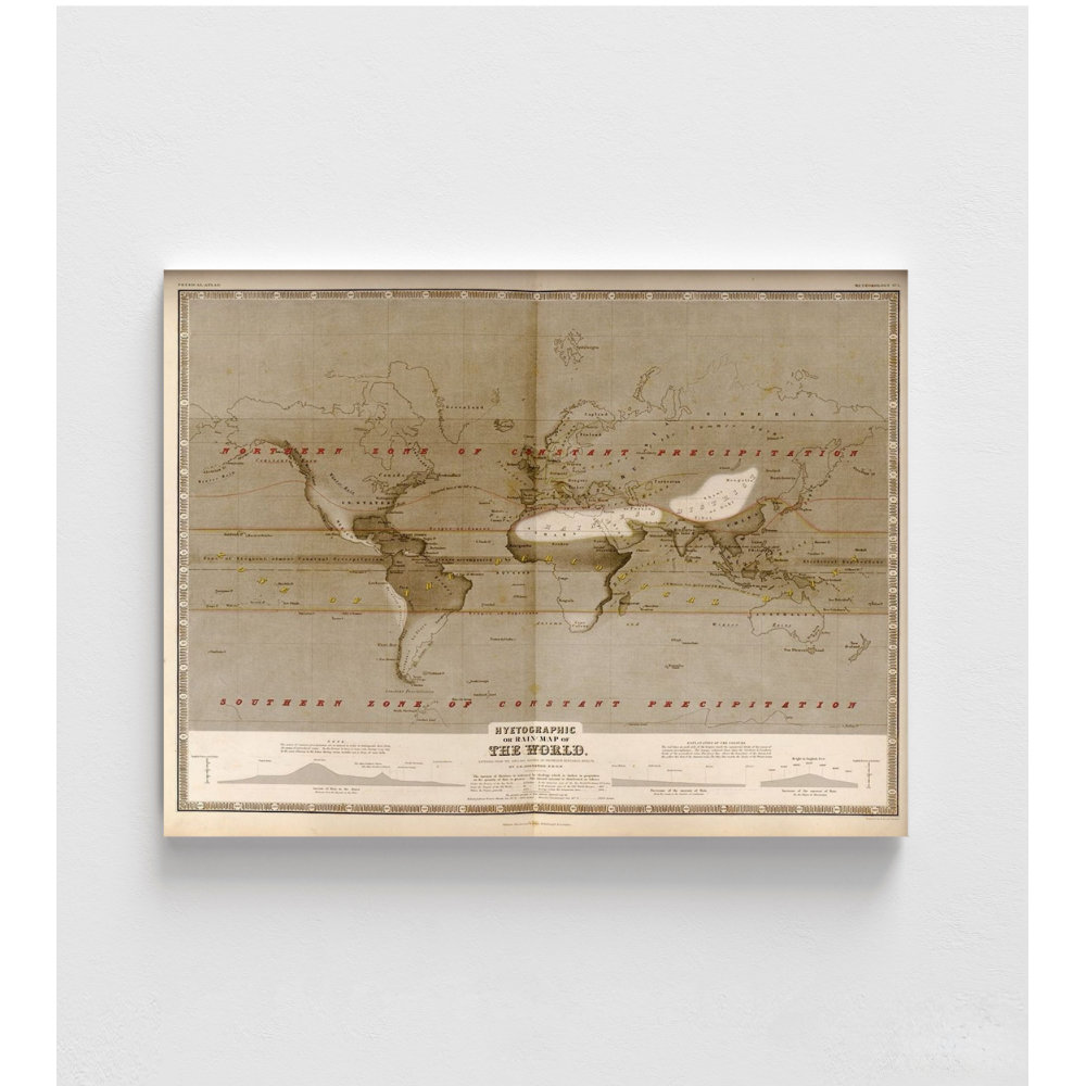WeFrameArt Hyetographic Or Rain Map Of The World By Vintage Maps ...