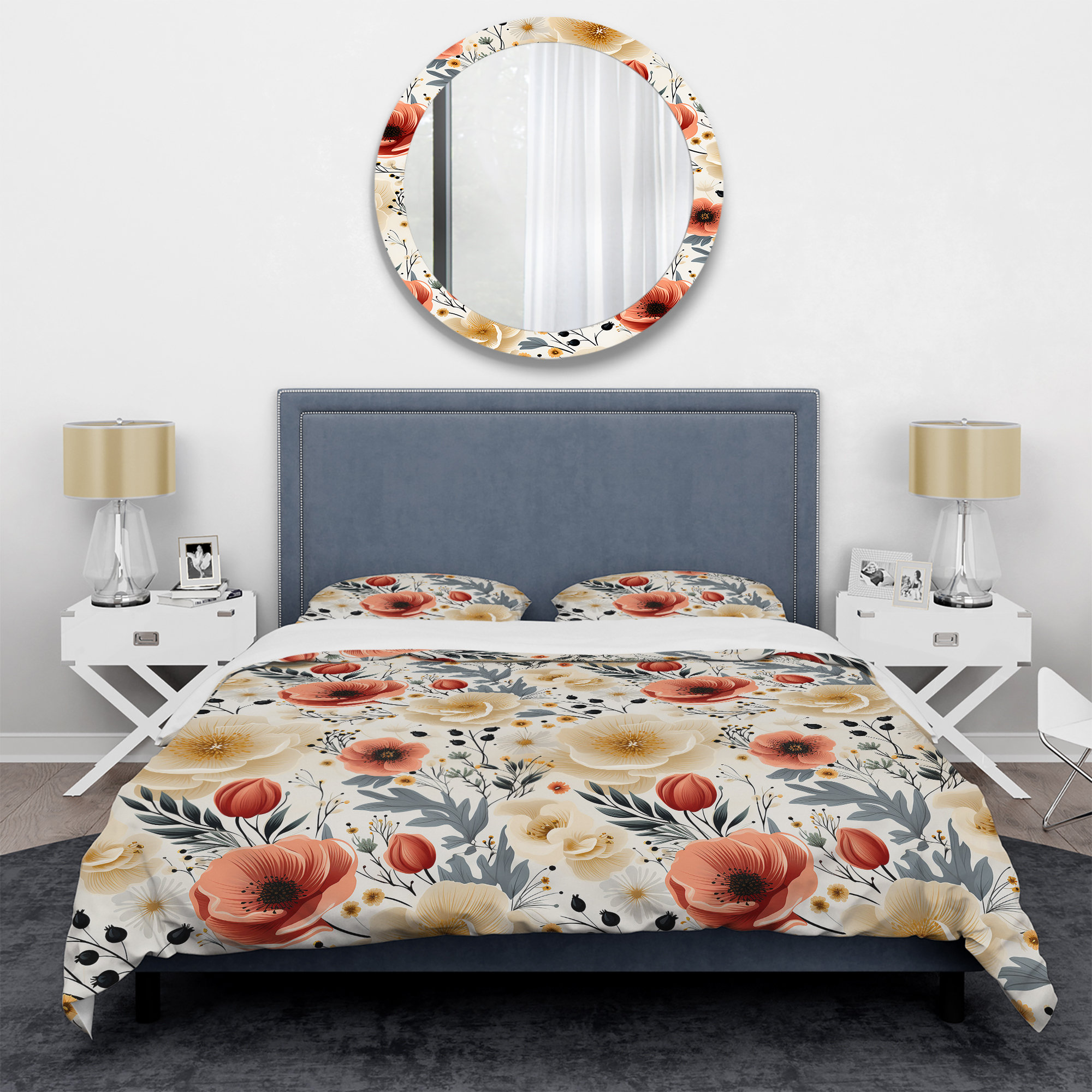 Design Art Contemporary Floral Fusion Medley Collage - Floral Duvet ...